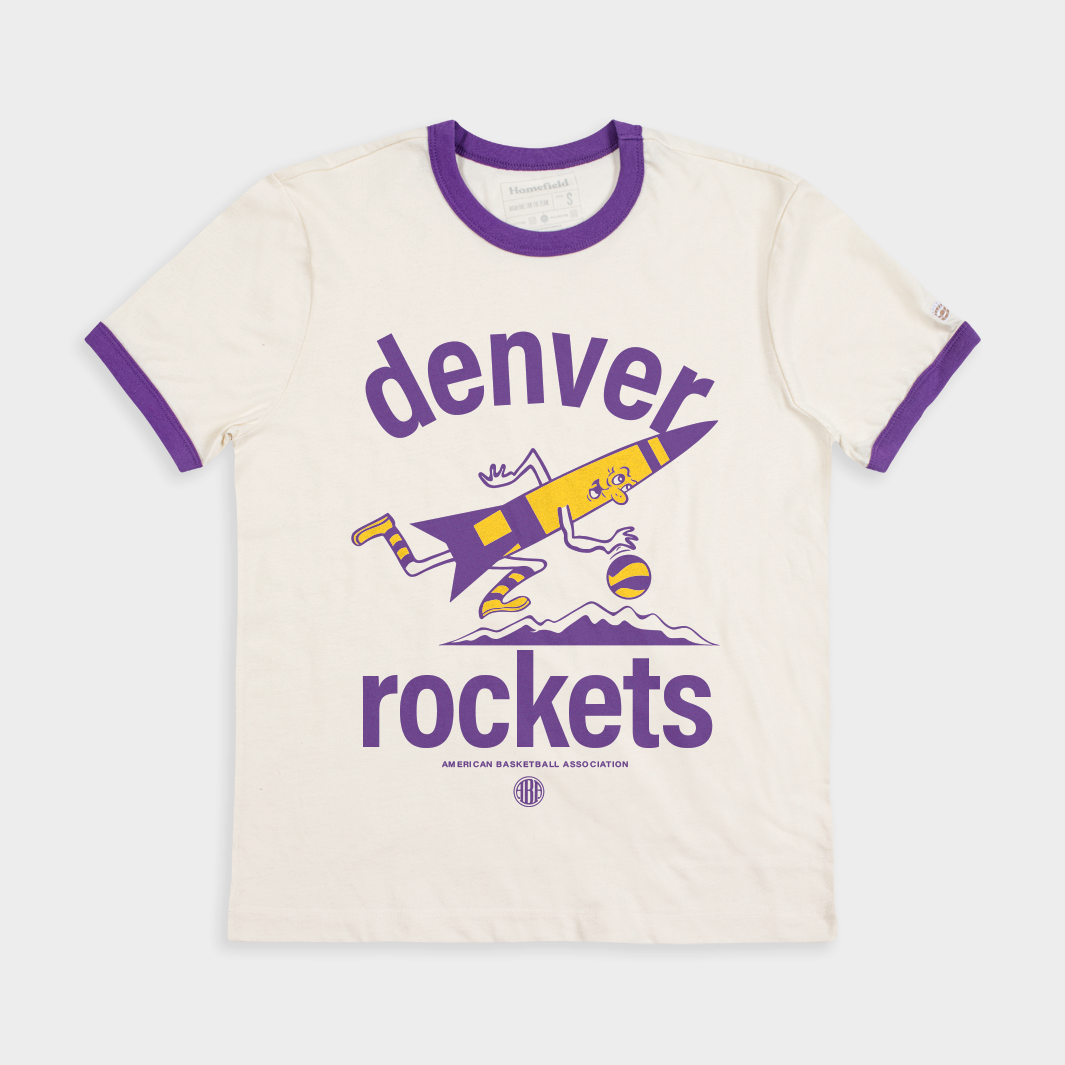 ABA Denver Rockets Dribbling Rocket Ringer Tee | Homefield