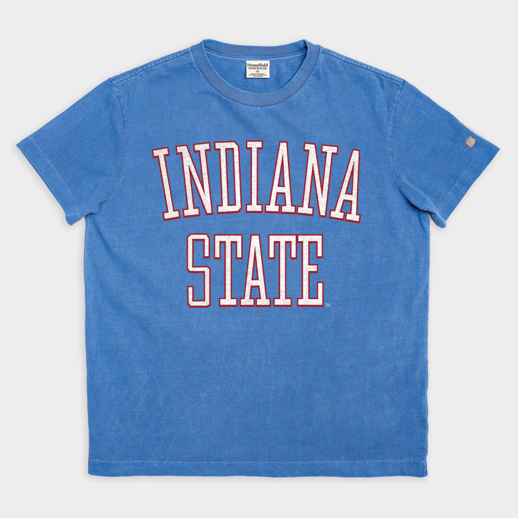 Indiana State Blue and Red Vintage Heavyweight Tee | Homefield