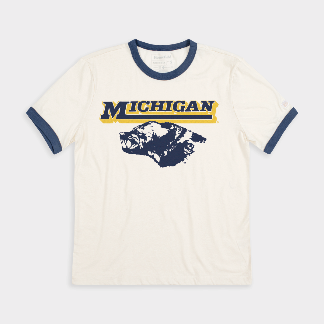 Michigan Football Helmet Sticker Ringer Tee | Homefield