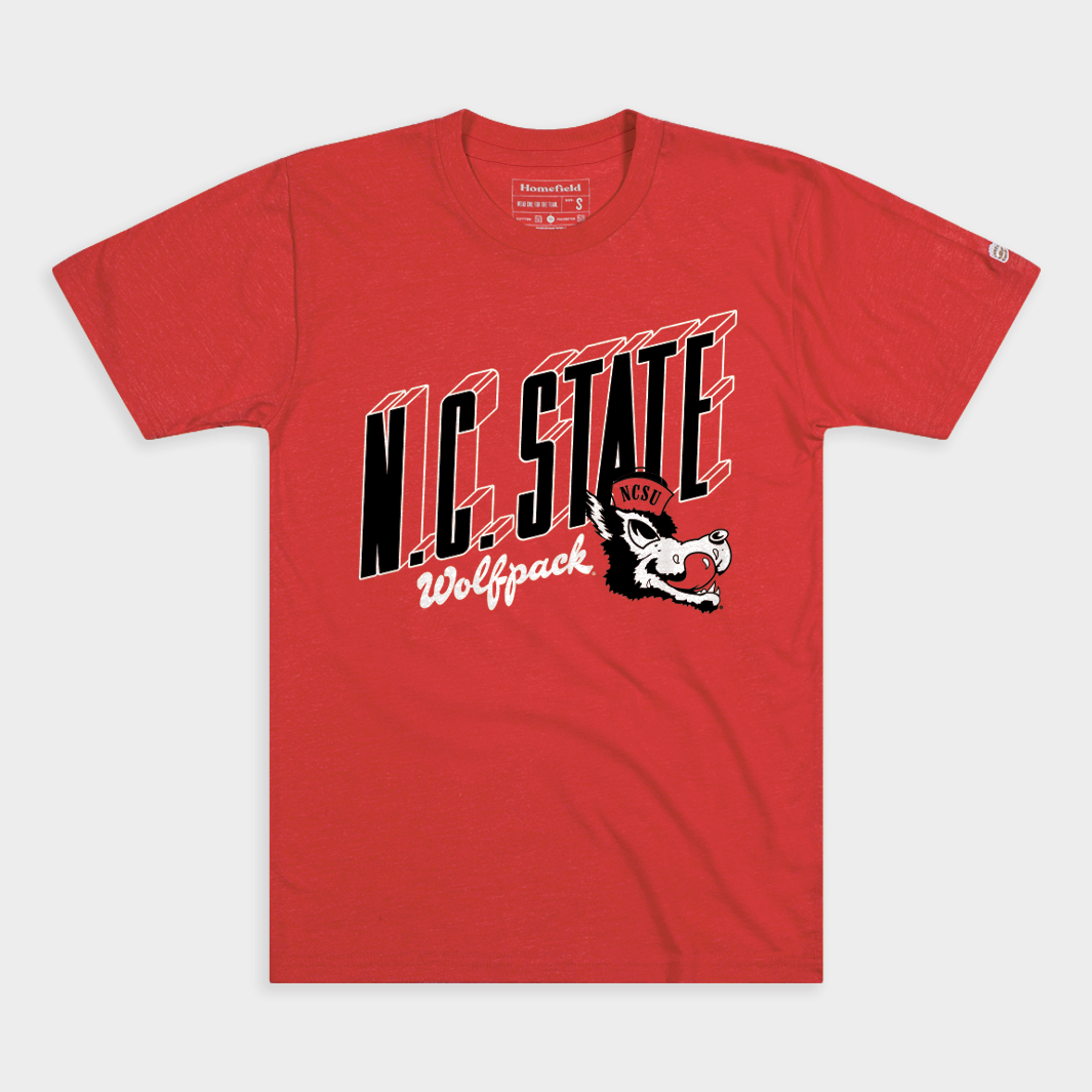 NC State Wolfpack Retro Wordmark Wolf Tee | Homefield