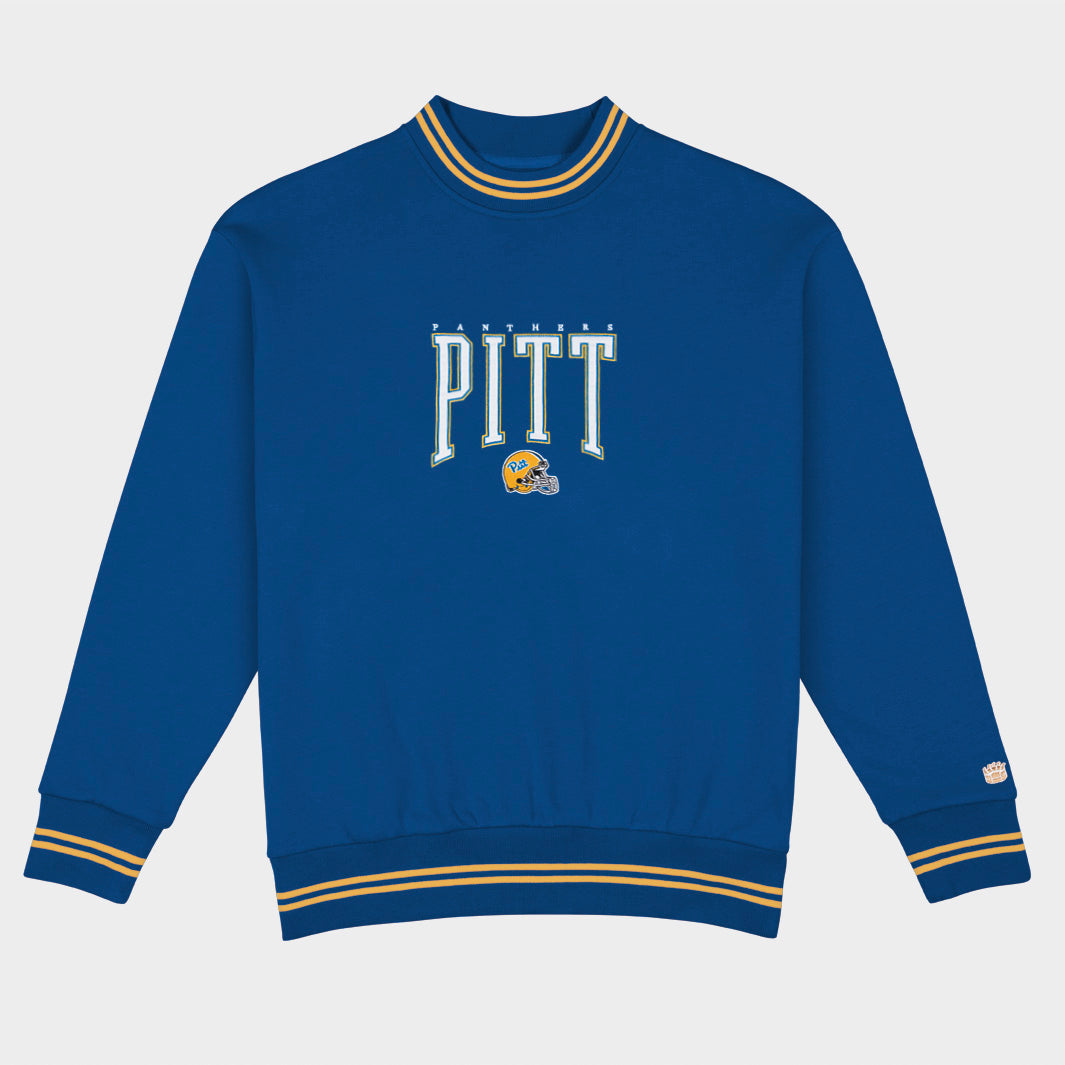 Pitt Football Embroidered Tri-Stripe Crewneck | Homefield