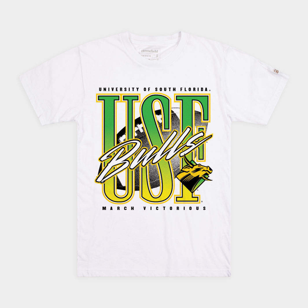 USF Bulls Football "March Victorious" Neon Retro Tee | Homefield