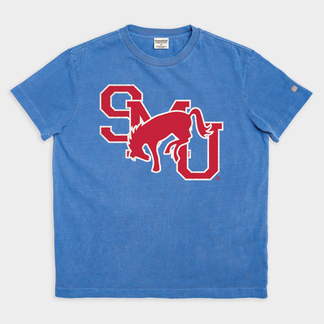 SMU Mustangs Retro Logo Vintage Heavyweight Tee | Homefield