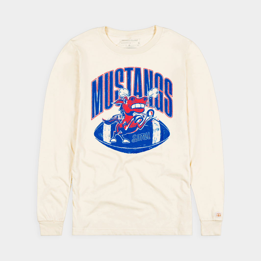 SMU Mustangs Football Retro Angry Mustang Long Sleeve | Homefield