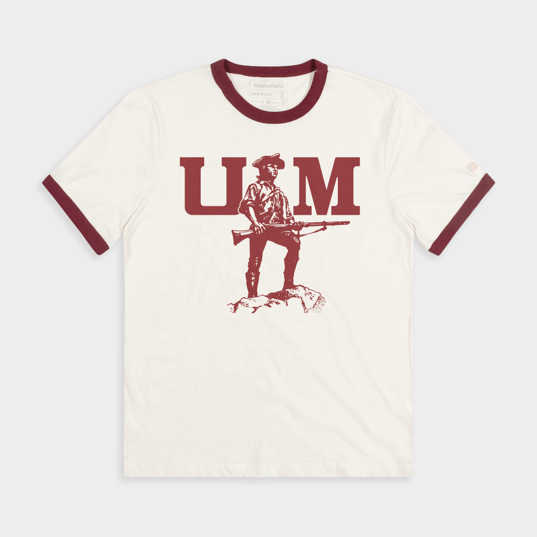 UMass Vintage Minuteman Logo Ringer Tee | Homefield