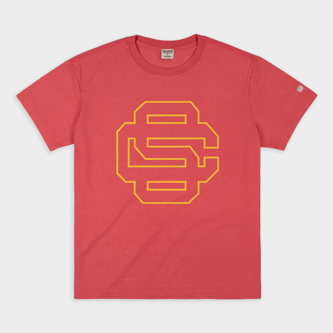 Interlocking SC Trojans Baseball Logo Heavyweight Tee | Homefield