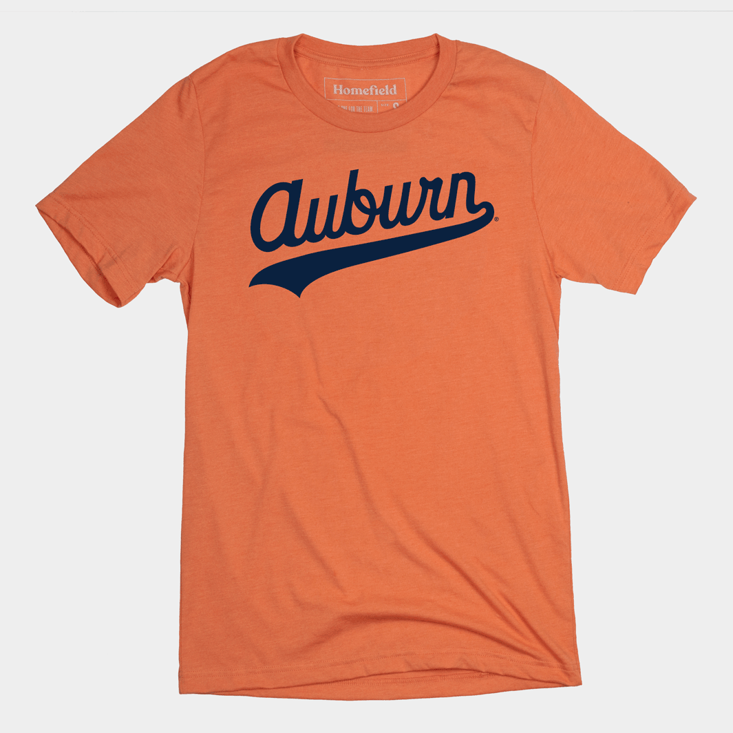 Vintage Auburn Baseball Script Orange T-Shirt | Homefield