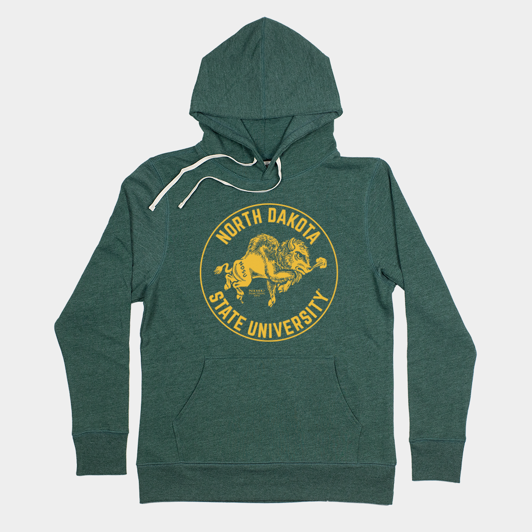 Retro North Dakota State Bison Green Hoodie | Homefield